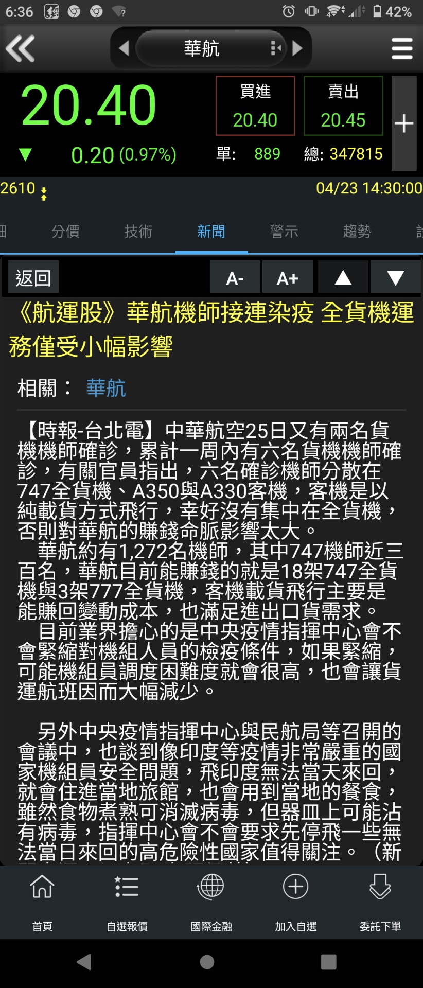 2610 華航 - 上面都這樣說。 看起來是短空。...｜CMoney 股市爆料同學會