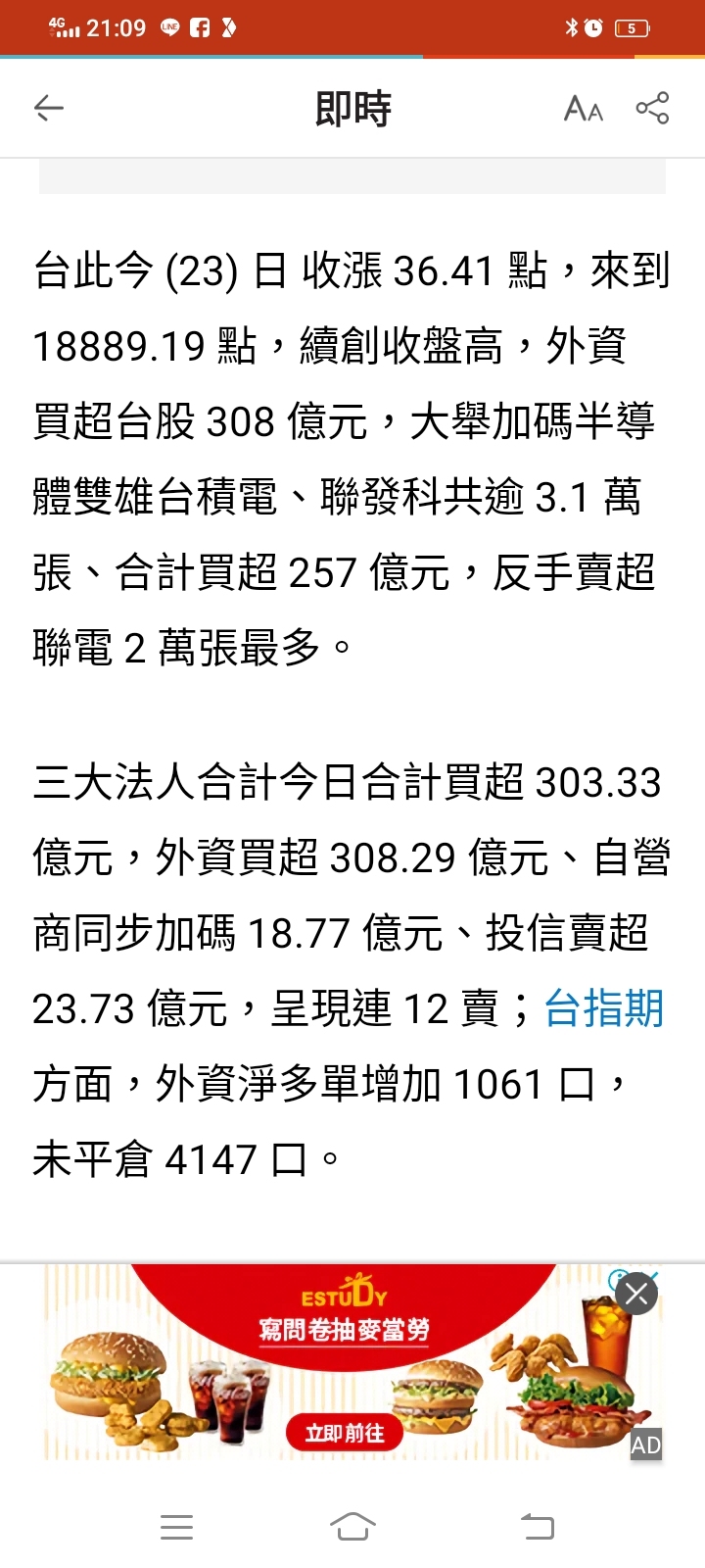 TWA00 加權指數 - 外資 今日大補貨 台積電 聯電...｜CMoney 股市爆料同學會